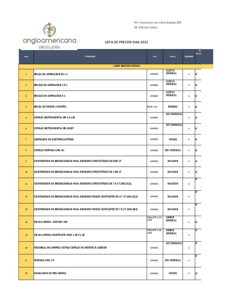 Precio Daa Noviembre-2022 - Anglo Americana | PDF Precio Daa Noviembre-2022 - Anglo Americana | PDF
