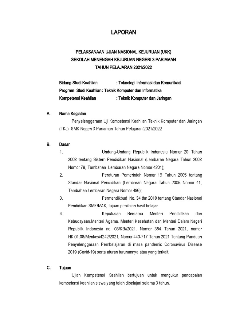 Laporan UKK TKJ TP 2122 | PDF