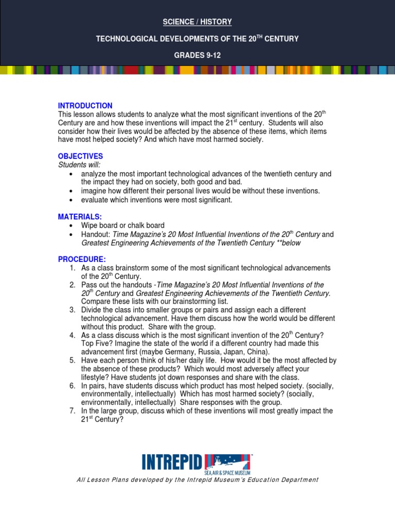 20th Century Tech Impact Lesson | PDF | Television | Radio