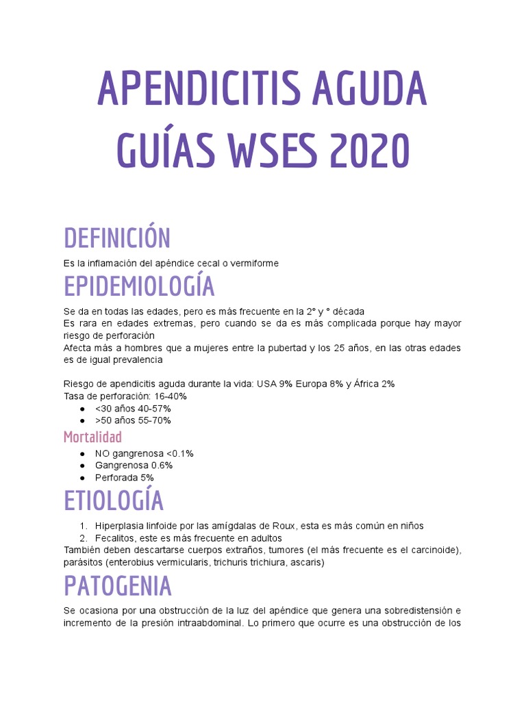 Guía de Apendicitis Aguda 2020 | PDF | Enfermedades y trastornos | Medicina CLINICA