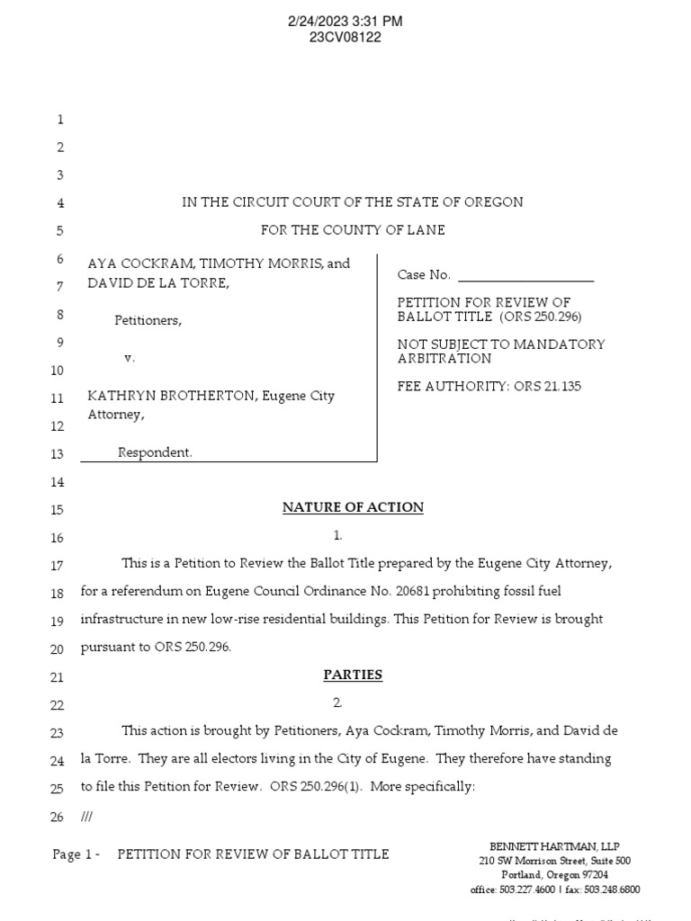 Gas Ban Measure Ballot Title Appeal | PDF | Building | Fuels