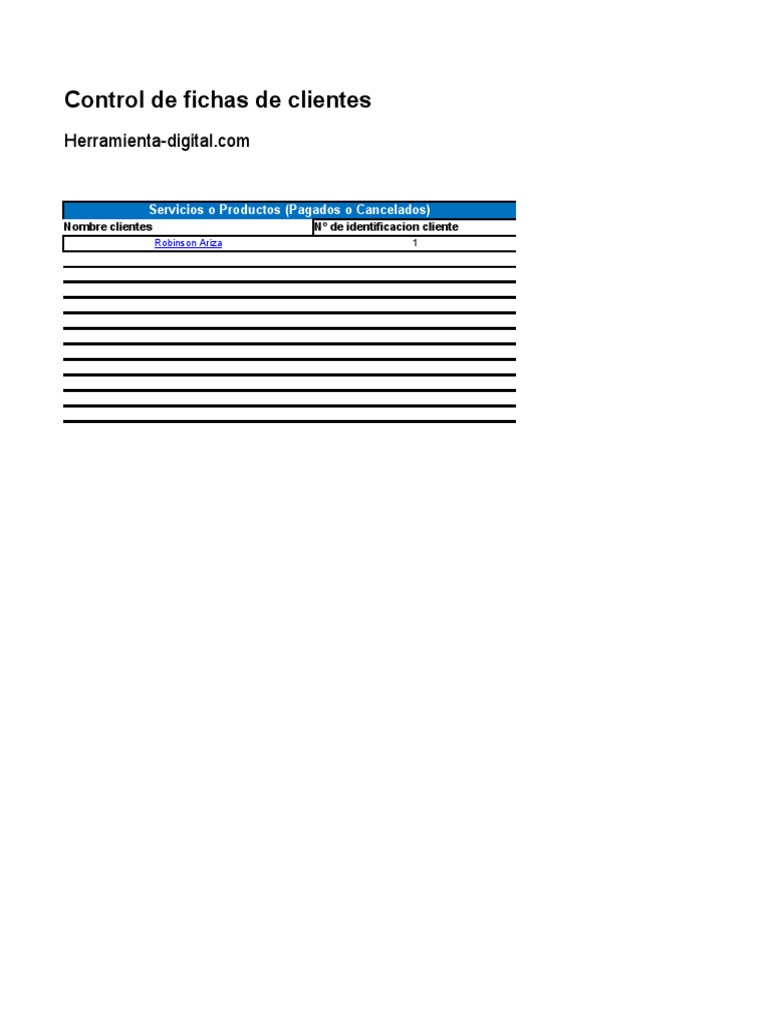 Plantilla Ficha Cliente Herramienta Digital | PDF | Tecnologías de la ...