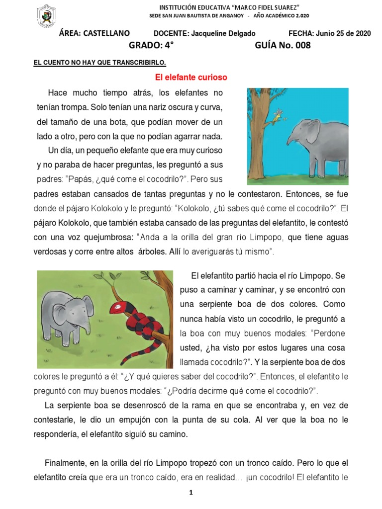 GUÍA 8 CASTELLANO 4° SJ La Descripción | PDF