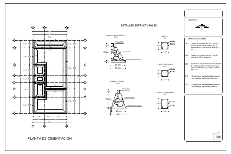 Plano de Cimentacion | PDF | Ingeniería de Edificación | Elementos arquitectónicos