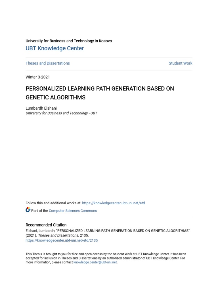Personalized Learning Path Generation Based On Genetic Algorithms | PDF | Learning | Genetic ...