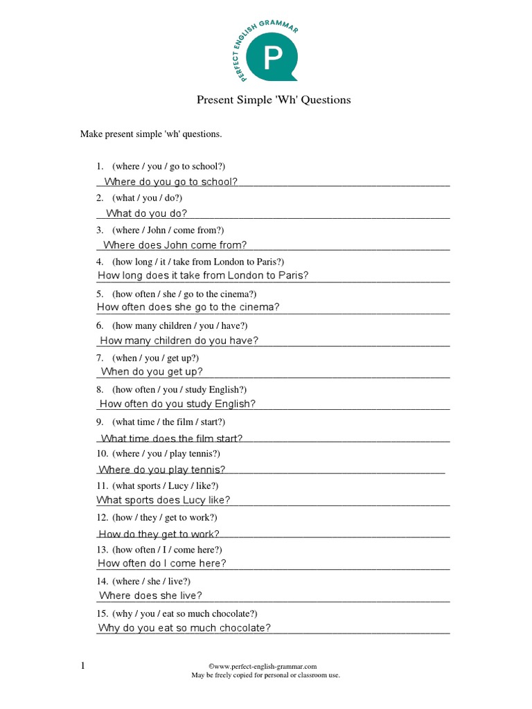 Present Simple Form Wh-Questions Other-Verbs-1-2 | PDF | Linguistics