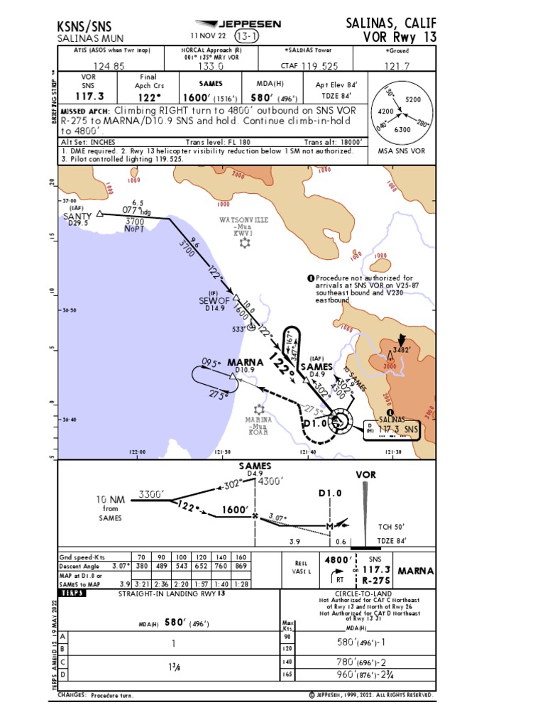 KSNS Vor Rwy13 | PDF | Aviation | Aerospace