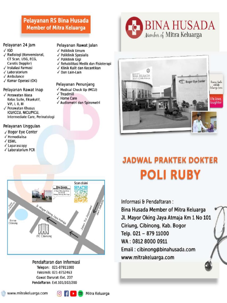 Brosur Jadwal Poli Ruby Bina Husada Member of Mitra Keluarga 2023 | PDF