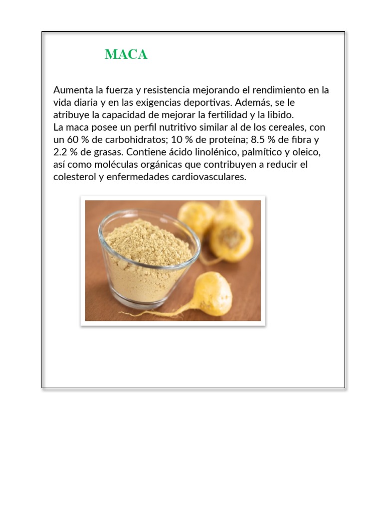 MACA | PDF | Cereales | Nutrición