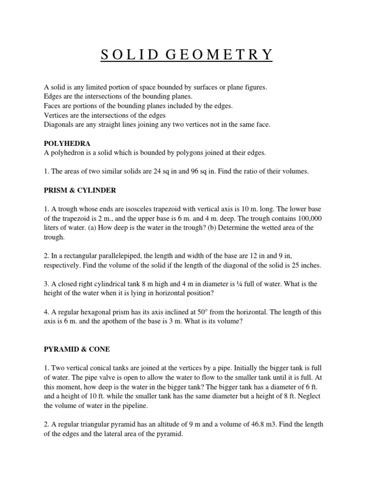 4 Solid Geometry | PDF | Sphere | Area
