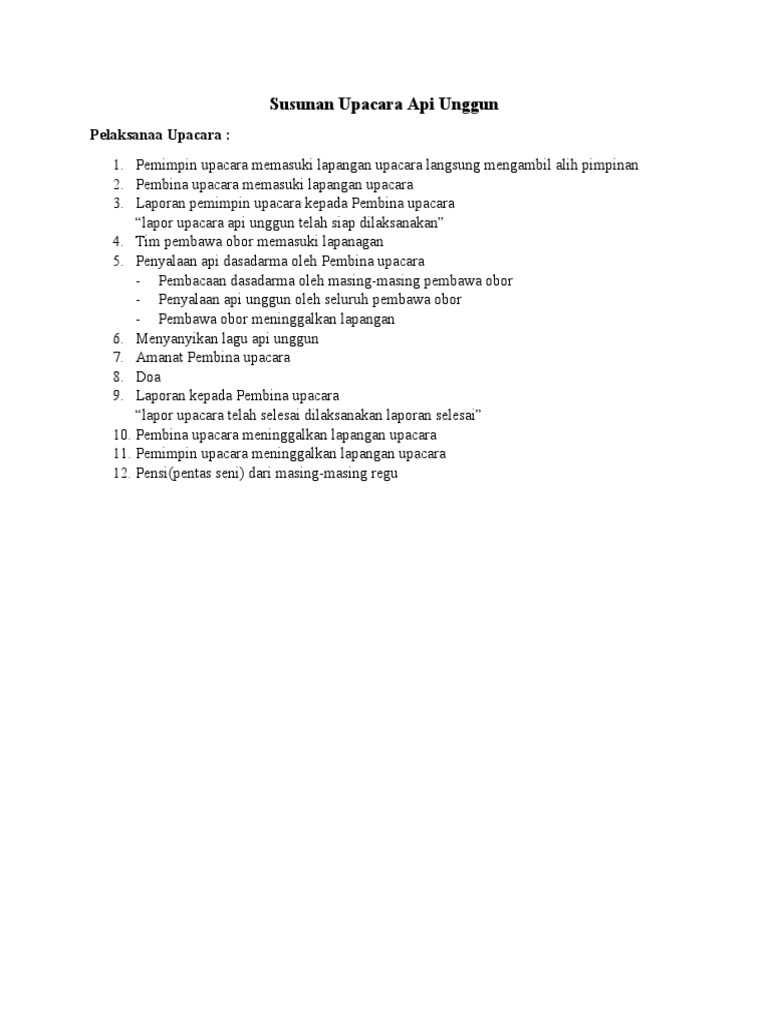 Susunan Upacara API Unggun | PDF