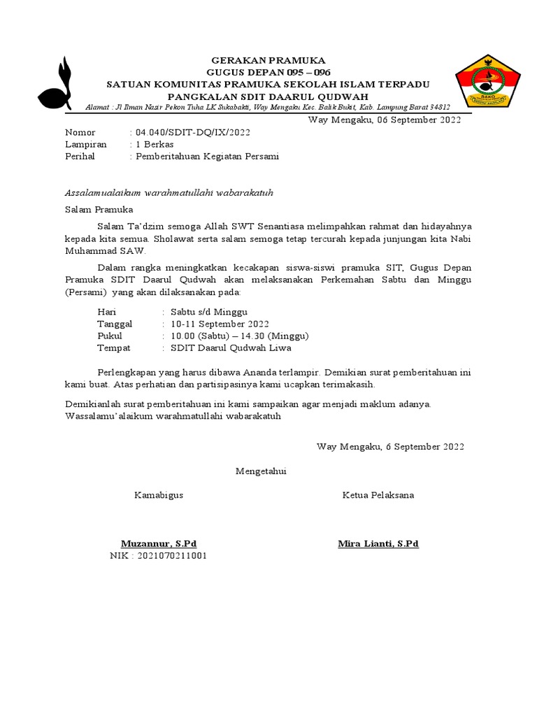 Surat Izin Persami 2022 | PDF