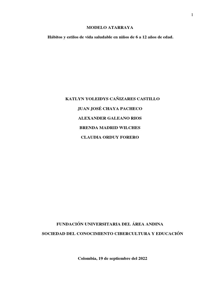 MODELO ATARRAYA - Habitos y estilos de vida saludable | PDF | Maestros ...