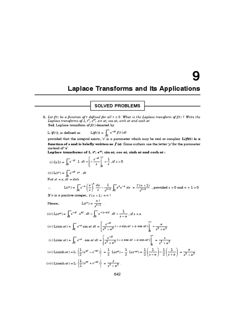 problems and solutions in Laplace transform (١) | PDF | Calculus | Algebra