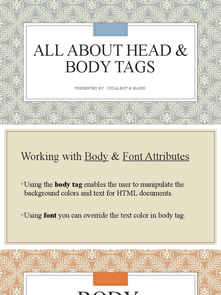 All About Head & Body Tags - HTML | PDF