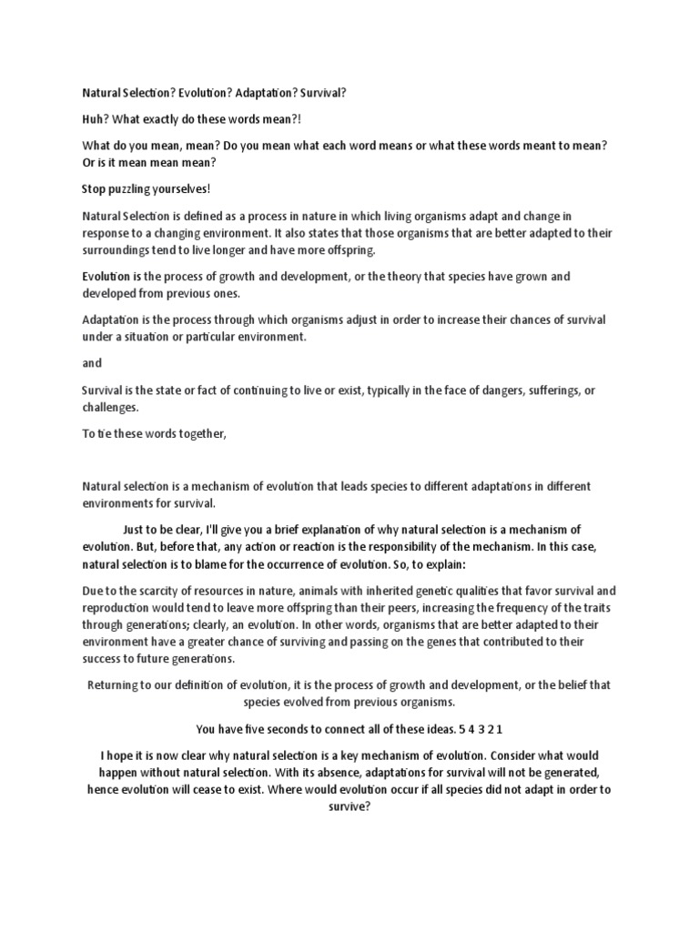 Science Script | PDF | Natural Selection | Evolution
