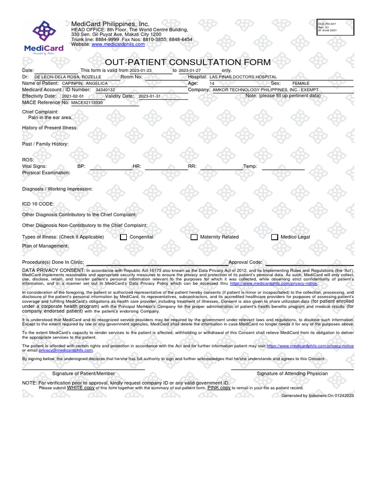 Mace Consult Form Maceii2113030 | PDF | Patient | Informed Consent