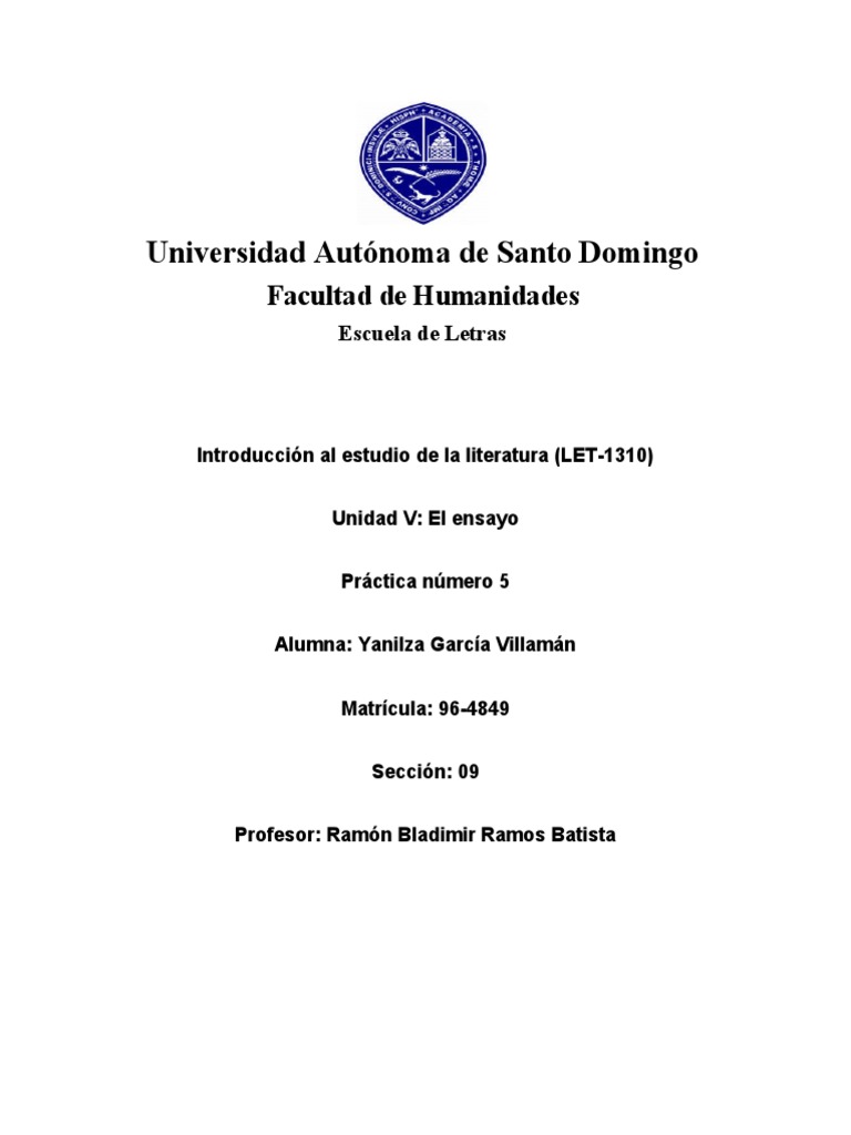 Practica V El Ensayo | PDF | Ensayos | Autor