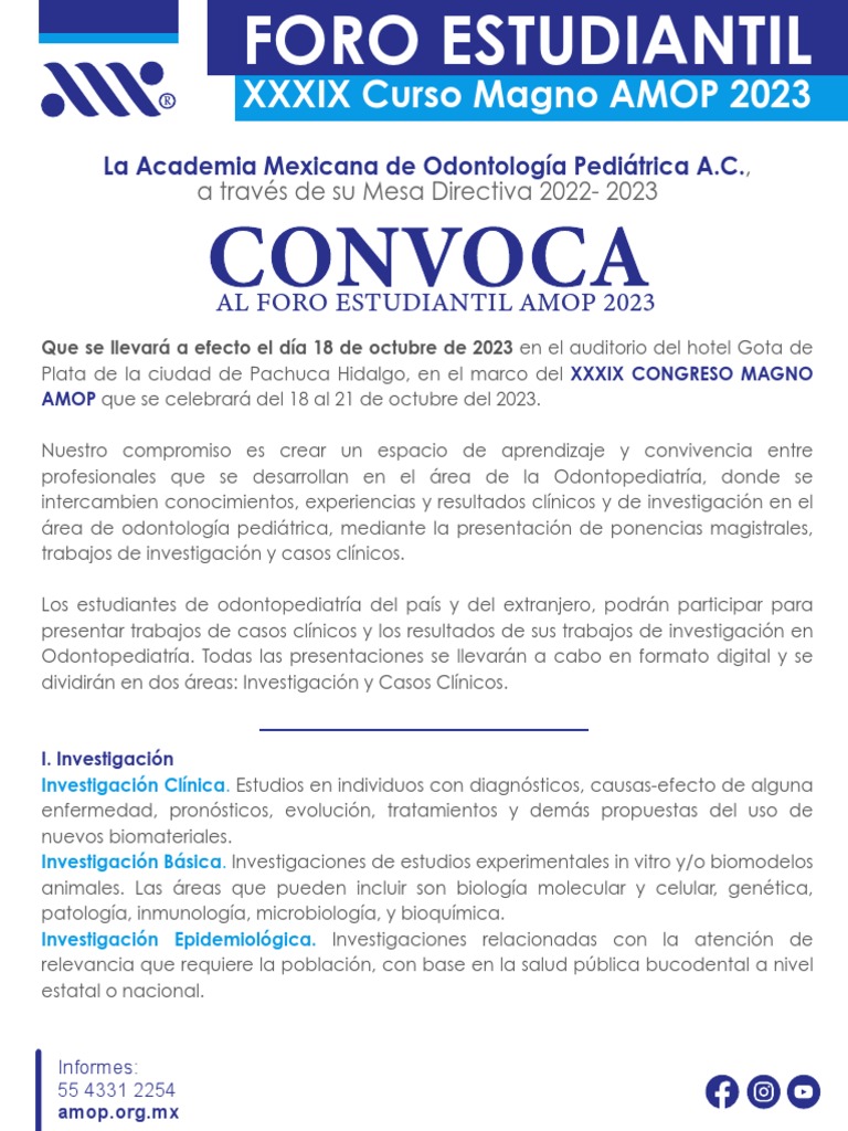 Foro Estudiantil AMOP 2023 | PDF | Especialidades Medicas | Medicina