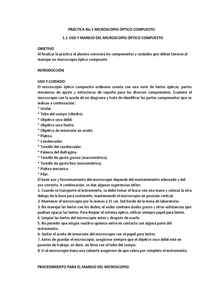 Practica 1 Micro | PDF | Microscopio | Microorganismo