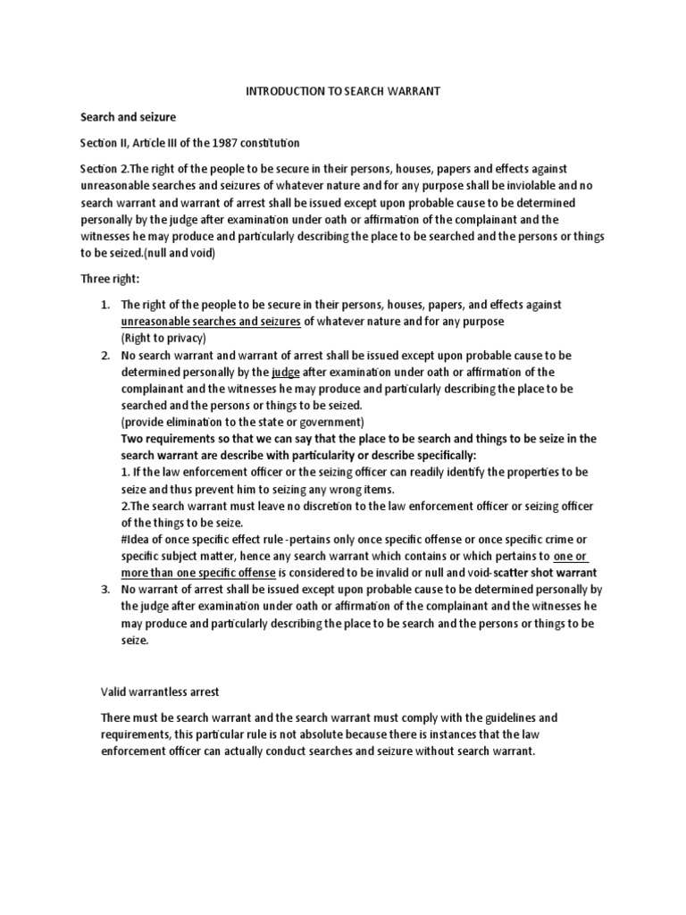 Introduction To Search Warrant | PDF | Search And Seizure | Search Warrant