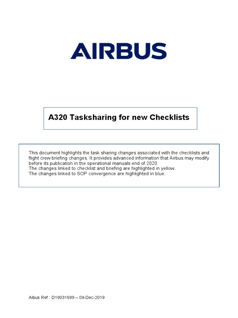 A320 Checklist Tasksharing Update | PDF | Aeronautics | Civil Aircraft