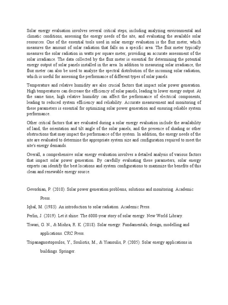 Solar Energy Evaluation Involves Several Critical Steps | PDF | Solar Energy | Photovoltaics