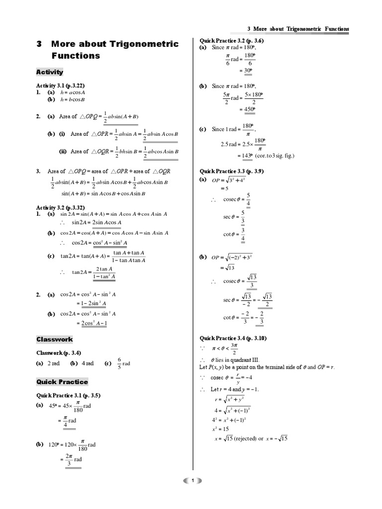 M2V1 Ch03 FS 01e EOpNIGJb | PDF | Trigonometric Functions | Geometry