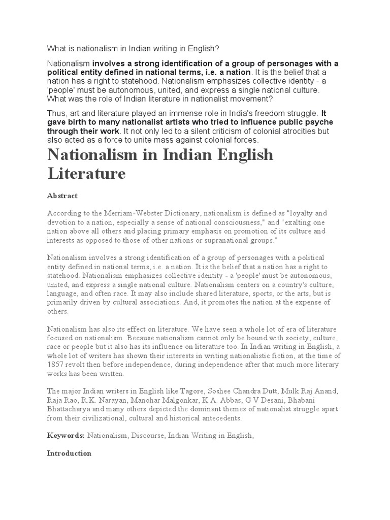 What Is Nationalism in Indian Writing in English | PDF | Mahatma Gandhi ...