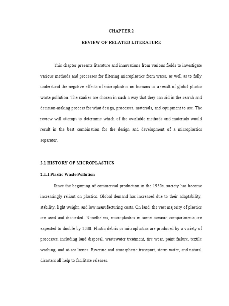 CHAPTER 2 - Design and Development of Microplastics Separator | PDF | Plastic | Water