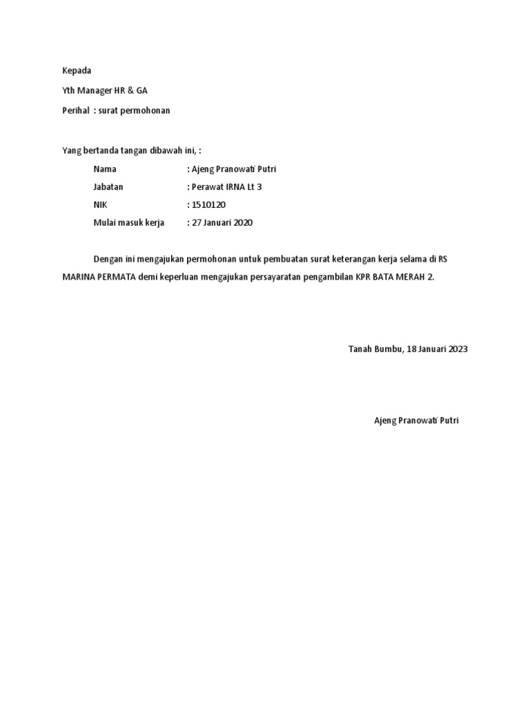 Permohonan Ajeng | PDF