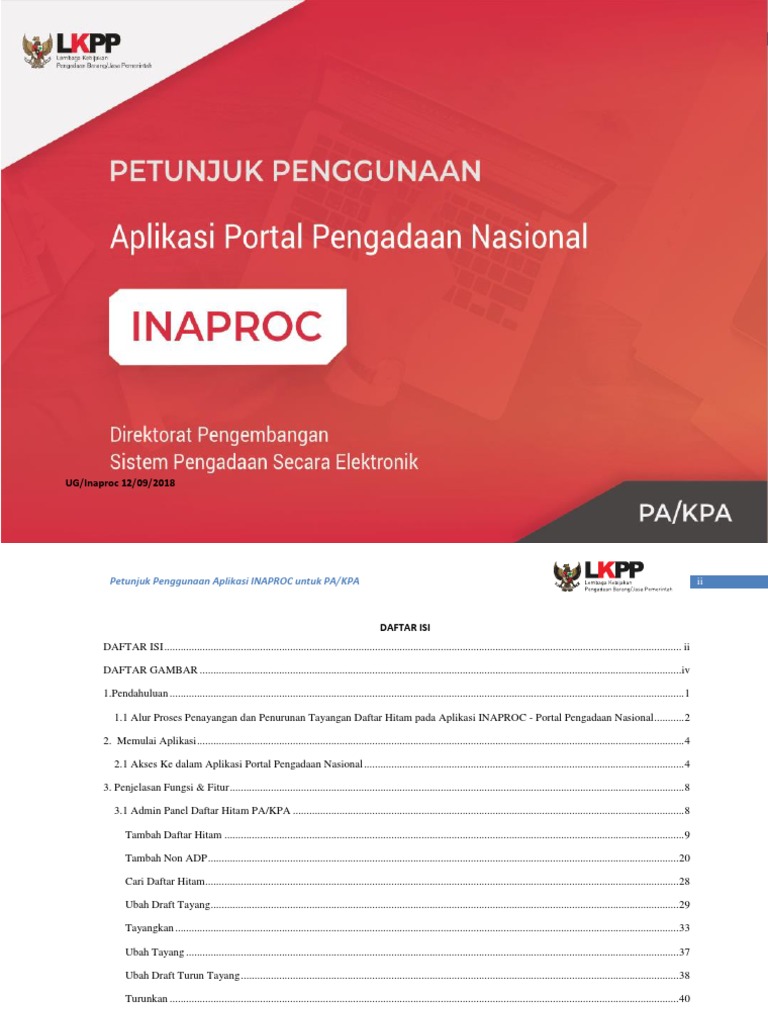 Petunjuk Penggunaan Aplikasi Inaproc Fitur Daftar Hitam (PA-KPA) | PDF