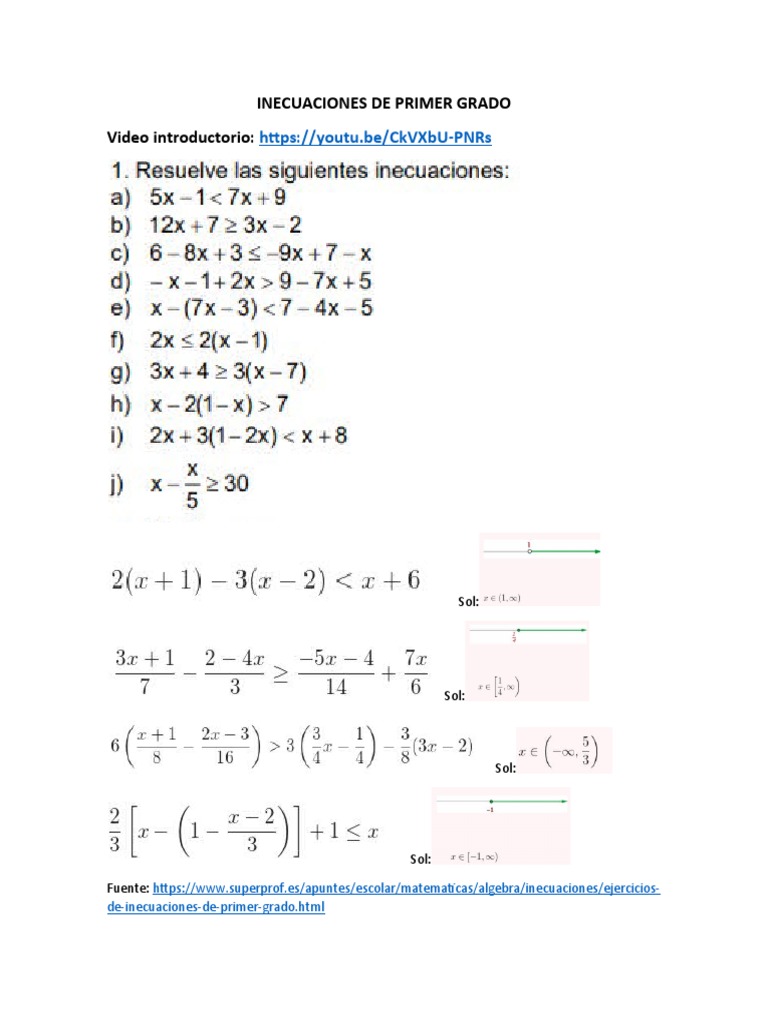 Inecuaciones de Primer Grado | PDF