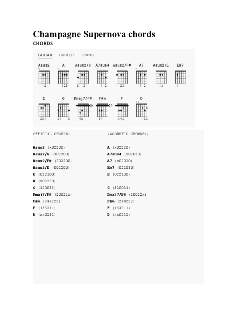 Champagne Supernova Chords Guide | PDF | Song Structure | Songs