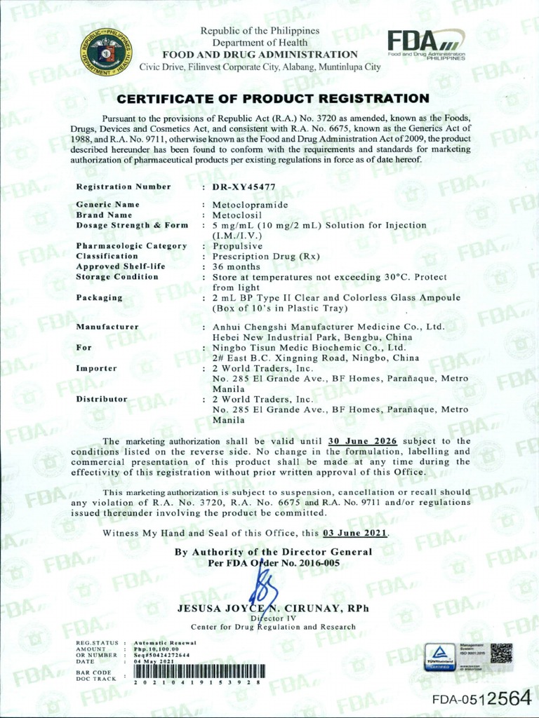 Metoclopramide METOCLOSIL | PDF