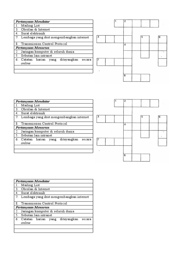 Teka-Teki Silang Internet dan Jaringan | PDF | Teknologi & Rekayasa