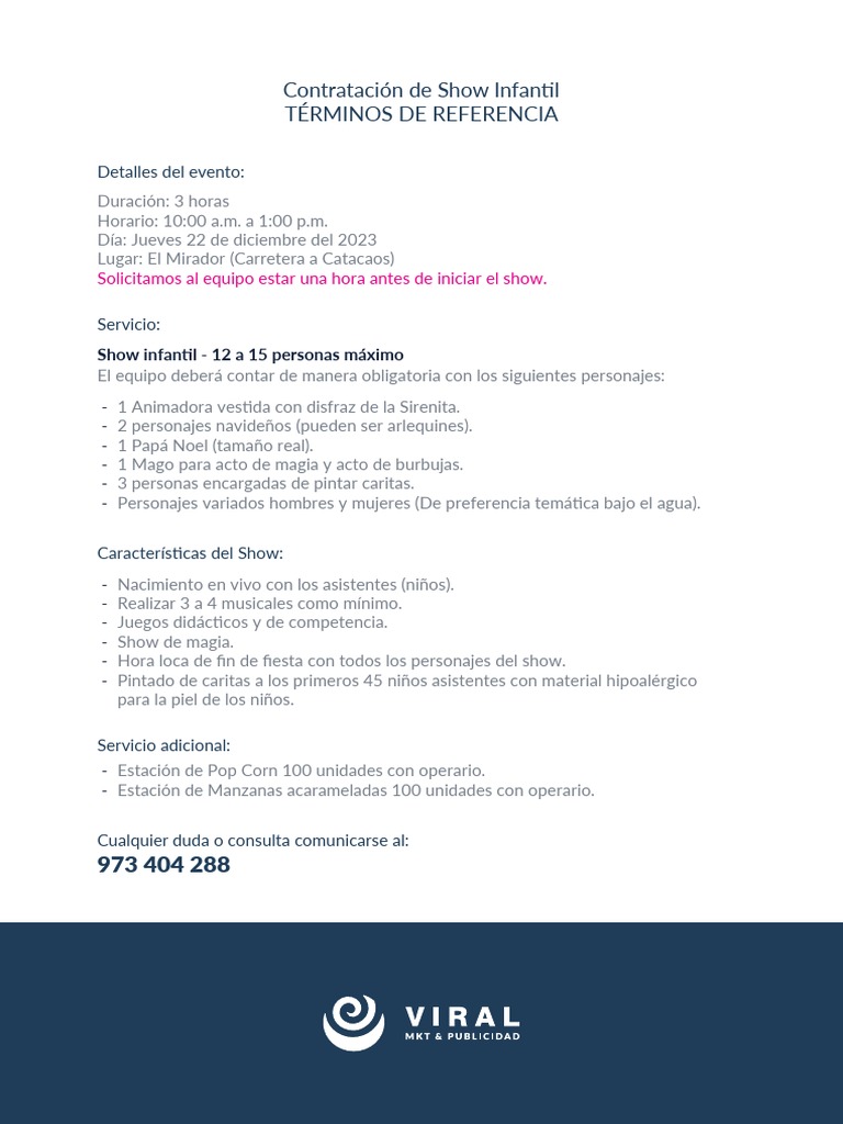 TDR - Show Infantil - Piura | PDF