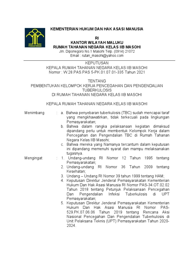 SK Kelompok Kerja Pencegahan TB Paru | PDF