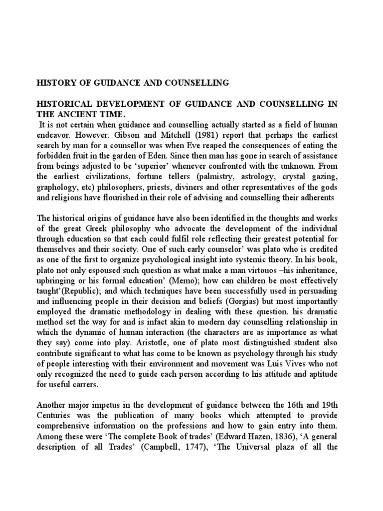 History of Guidance and Counselling | PDF | School Counselor | Teachers