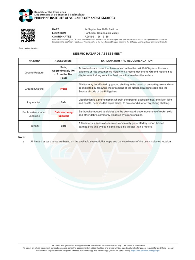Hazard Assessment Report | PDF | Landslide | Earthquakes