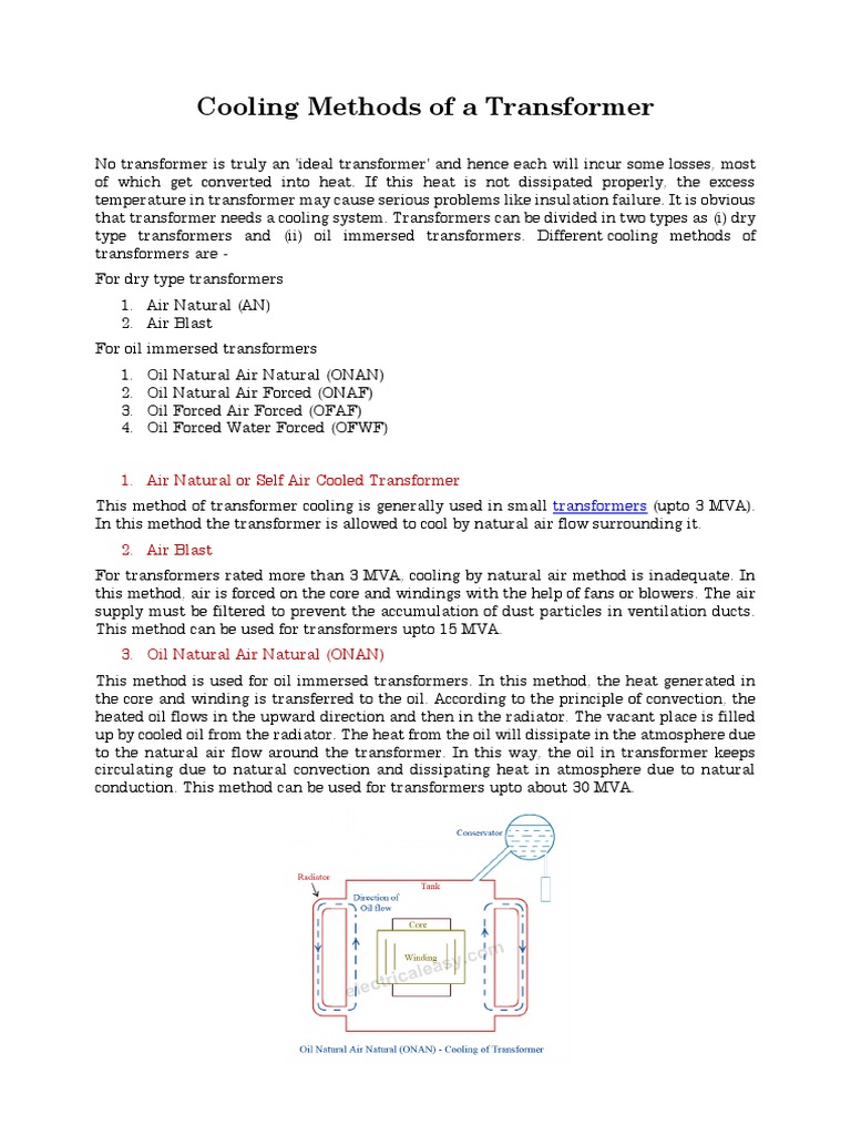 Transformer Cooling Methods Explained | PDF | Transformer | Heat Exchanger