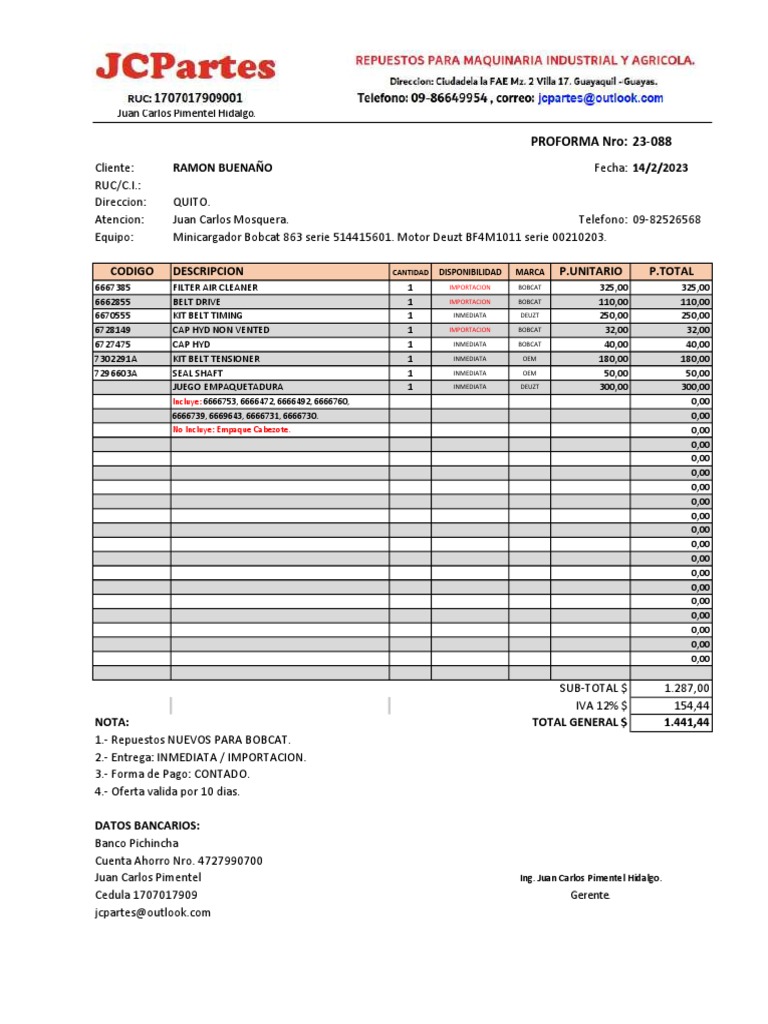 Proforma 23-088 | PDF | Bancario