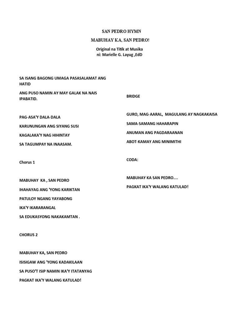 San Pedro Hymn | PDF