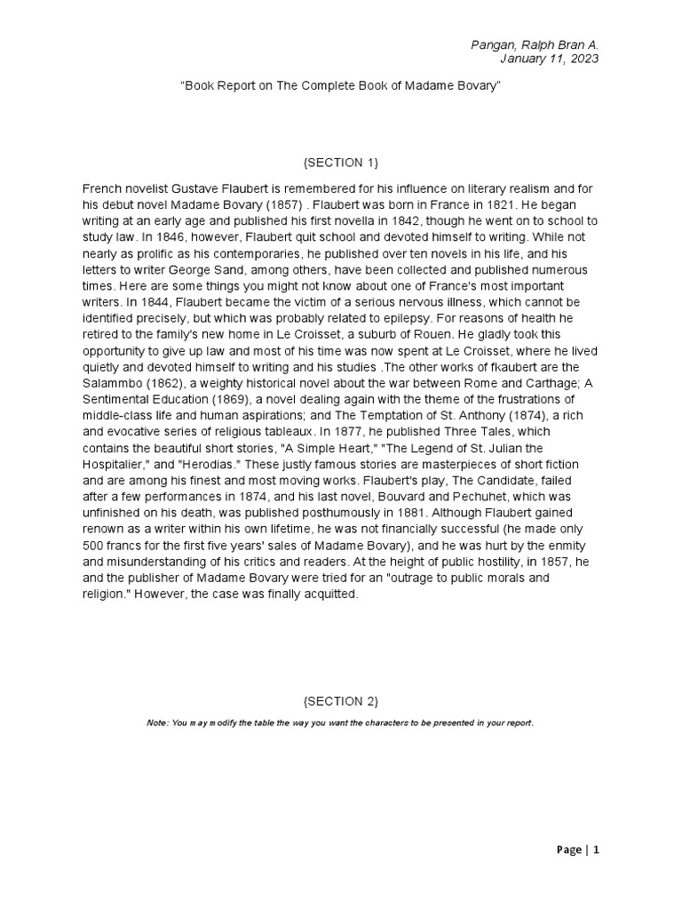 Book Review | PDF | Gustave Flaubert | Madame Bovary