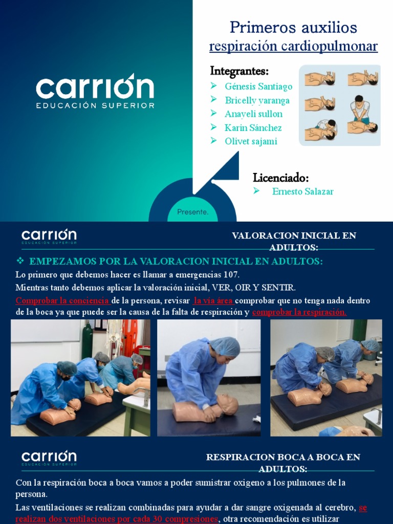 RCP, Primeros Auxilios | PDF | Reanimación cardiopulmonar | Medicina CLINICA