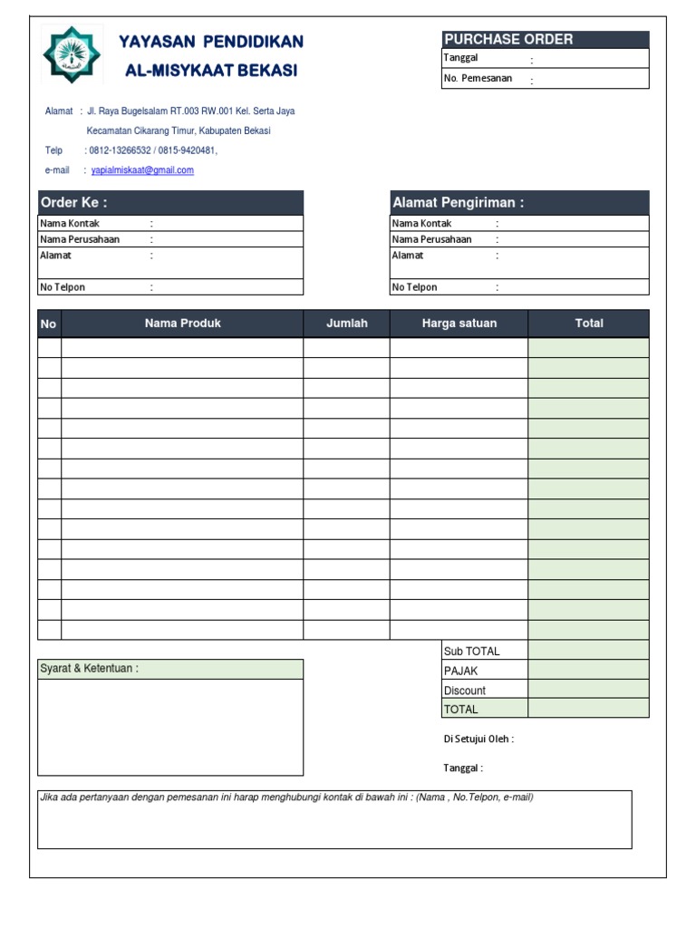 Al Misykaat - SURAT PO Blank | PDF