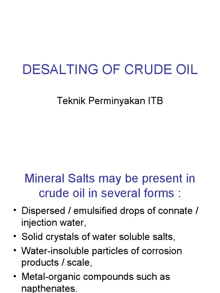 Crude Oil Desalting and Salt Issues | PDF | Salinity | Salt