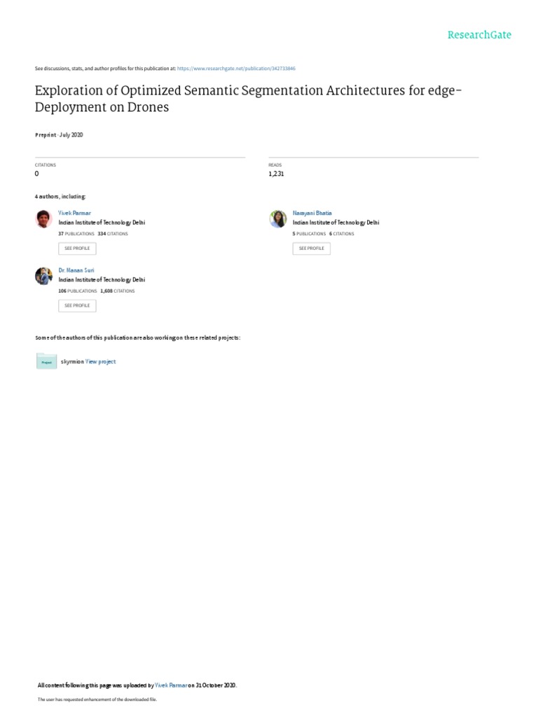 Exploration Of Optimized Semantic Segmentation Arc Pdf Image Segmentation Unmanned Aerial