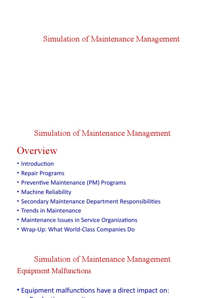 Maintenance Simulation | PDF | Simulation | Automation