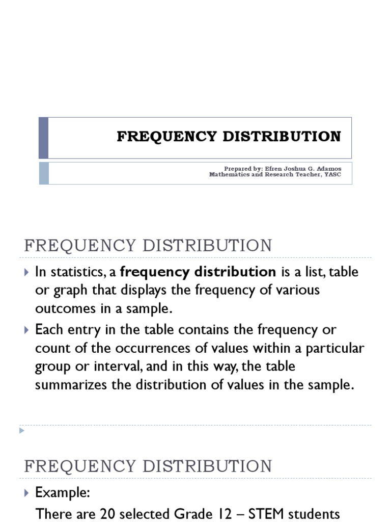 3 Frequency Distribution | PDF | Probability Distribution | Probability And Statistics